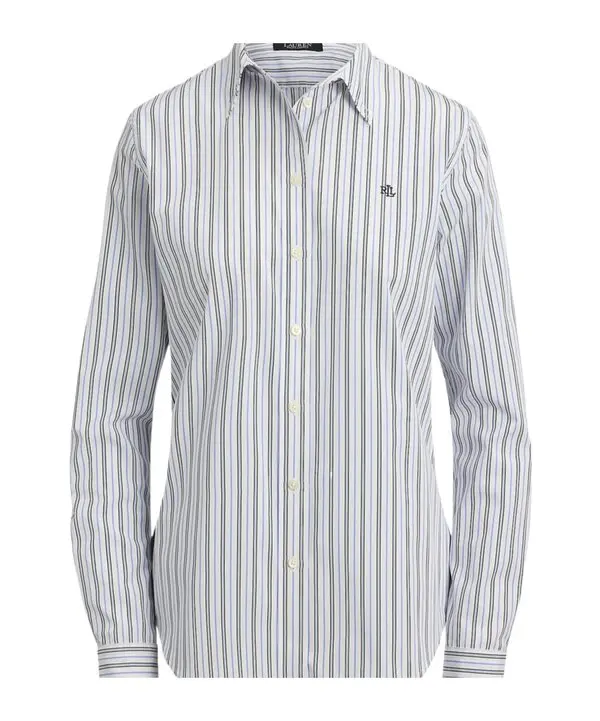 Ralph Lauren Striped Embroidered Logo Shirt - Blue