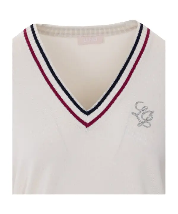 Liu Jo Logo Embellished V-neck Jumper