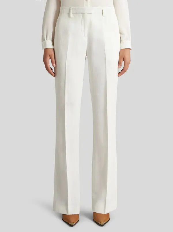 Etro Slub-texture Straight-leg Tailored Trousers