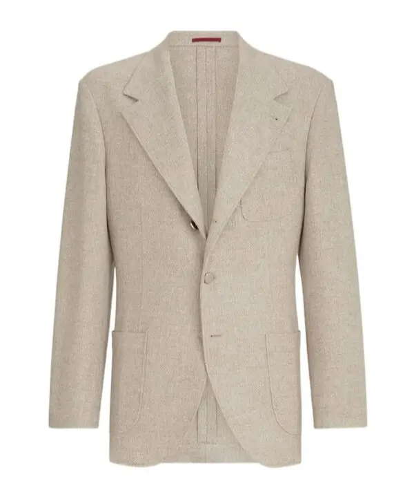 Brunello Cucinelli Cashmere-panama Deconstructed Blazer With Patch Pockets And Metal Buttons