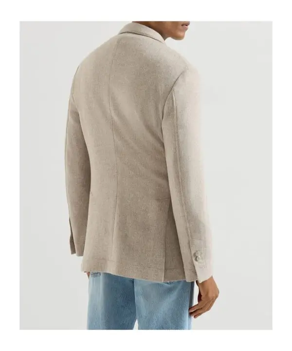 Brunello Cucinelli Cashmere-panama Deconstructed Blazer With Patch Pockets And Metal Buttons