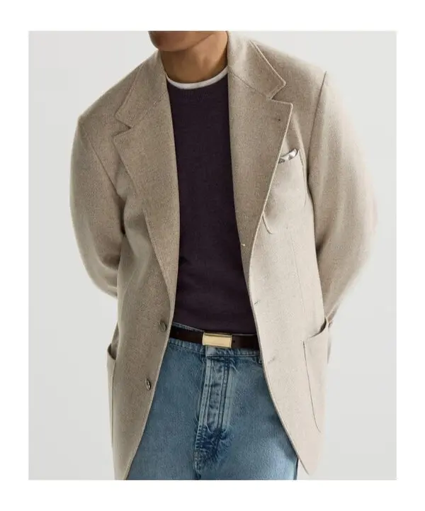 Brunello Cucinelli Cashmere-panama Deconstructed Blazer With Patch Pockets And Metal Buttons
