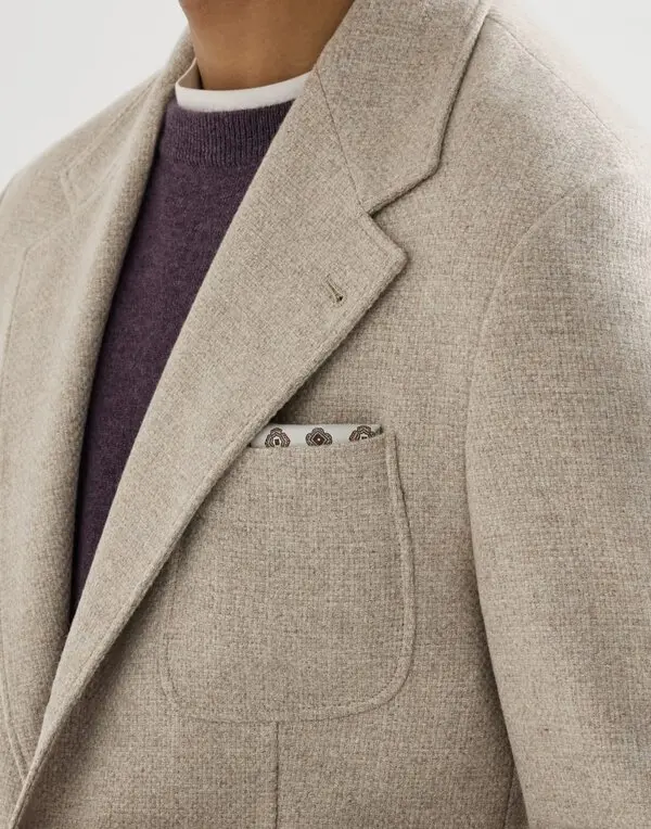 Brunello Cucinelli Cashmere-panama Deconstructed Blazer With Patch Pockets And Metal Buttons