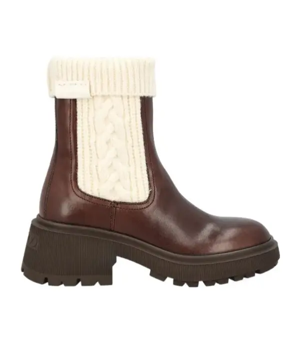JIMMY CHOO Knit-trim Leather Boots - Brown