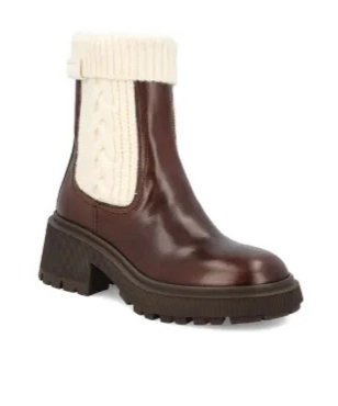 JIMMY CHOO Knit-trim Leather Boots