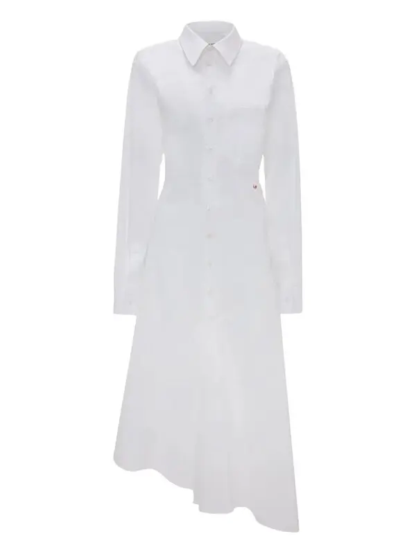 Victoria Beckham Long Sleeve Panelled Asymmetrical Shirt Dress - White