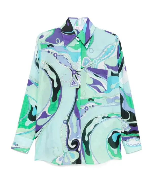 Emilio Pucci Orchid Print Shirt - Blue