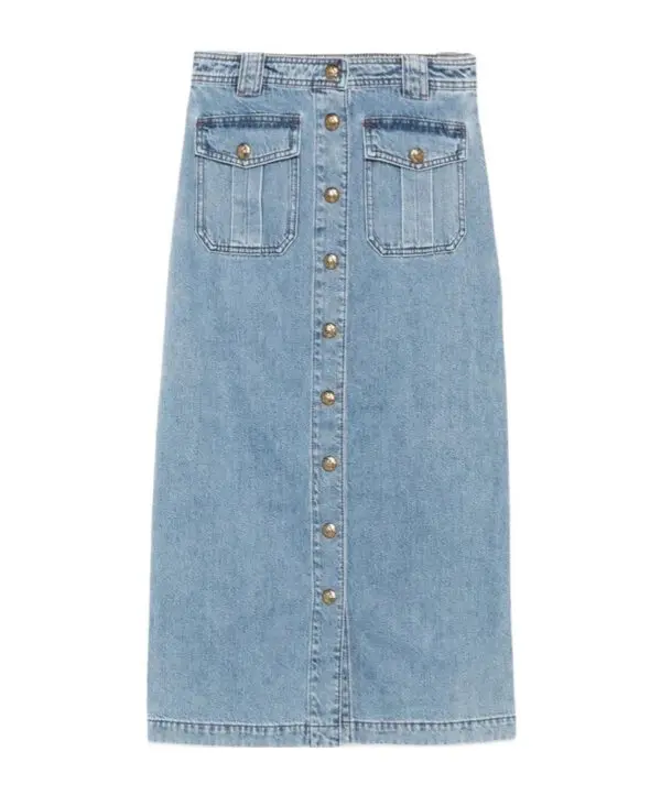 Zimmermann High-waisted Button-front Flap-pocket Pencil Skirt