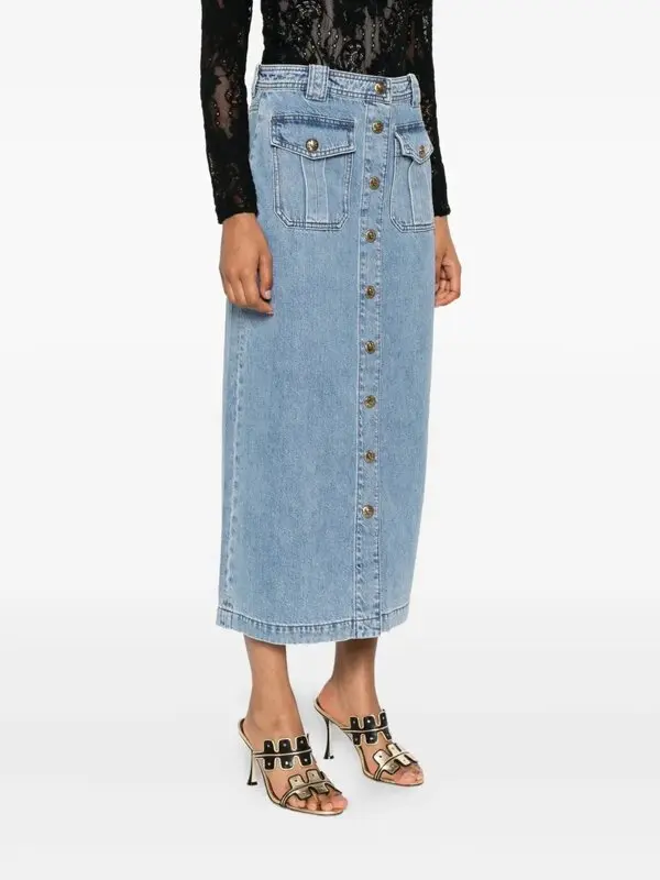 Zimmermann High-waisted Button-front Flap-pocket Pencil Skirt
