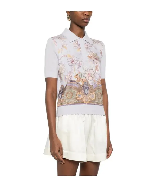 Zimmermann Luna Floral Print Jersey Polo