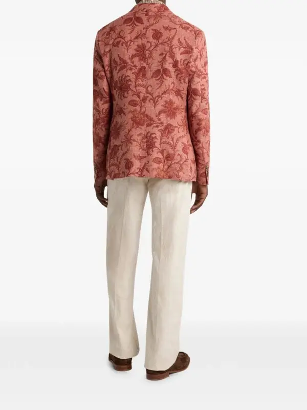 Etro Single-breasted Wool-blend Jacket With Floral Motif