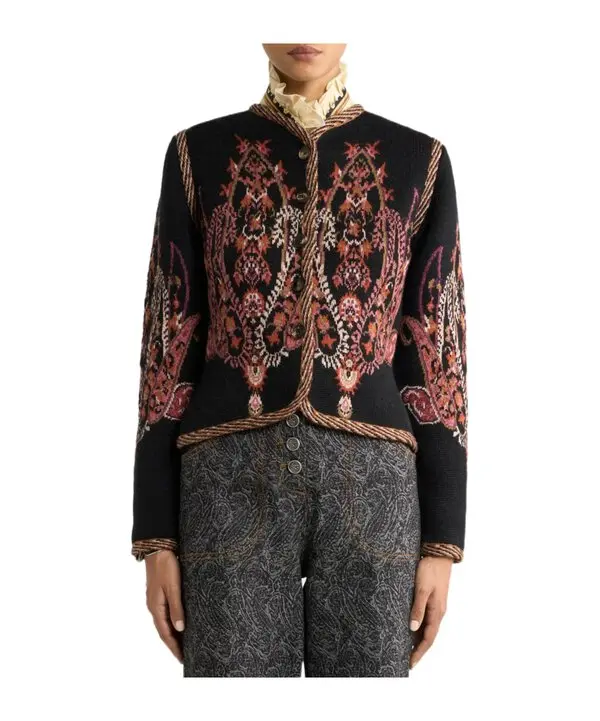 Etro Wool-blend Jacquard Cropped Cardigan