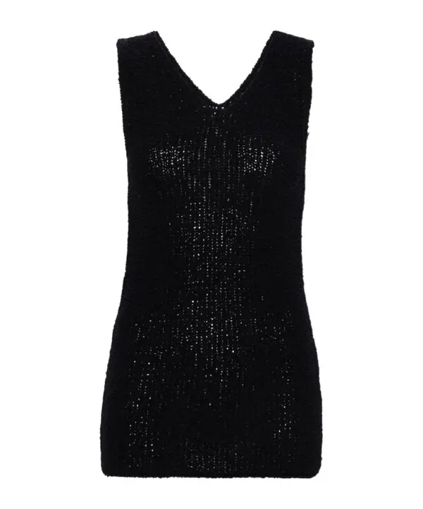 Fabiana Filippi V-neck Sleeveless Imitation Lambskin Vest