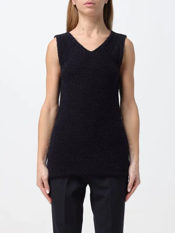 Fabiana Filippi V-neck Sleeveless Imitation Lambskin Vest
