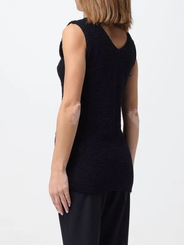 Fabiana Filippi V-neck Sleeveless Imitation Lambskin Vest