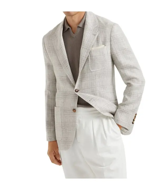 Brunello Cucinelli Prince Of Wales Deconstructed Blazer