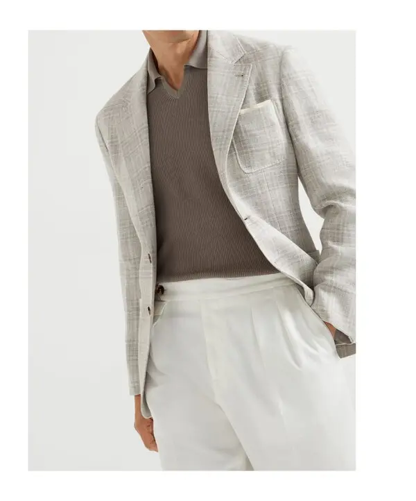 Brunello Cucinelli Prince Of Wales Deconstructed Blazer