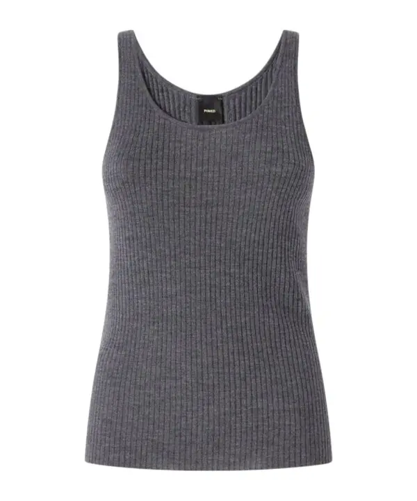 Pinko Ribbed-knit Logo Patch Tank Top - Dark Grey