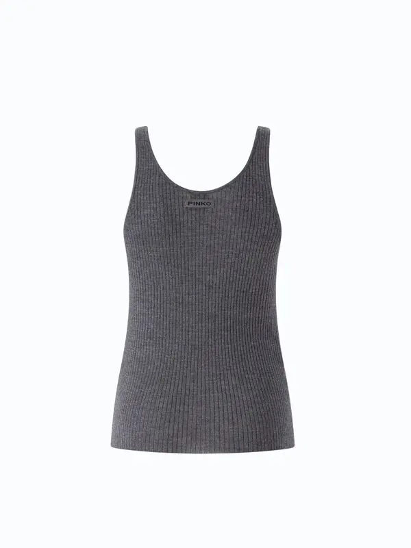 Pinko Ribbed-knit Logo Patch Tank Top