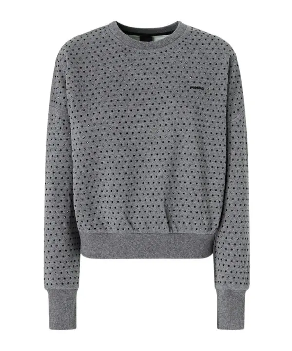 Pinko Crystal-embellished Logo-print Sweater - Grey