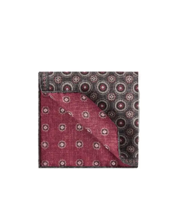 Brunello Cucinelli Silk Pocket Square With Medallion Design