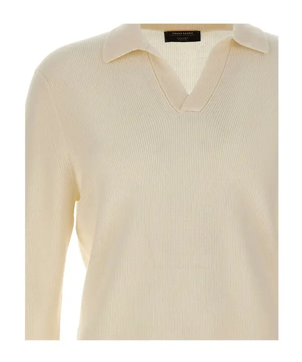 GRAN SASSO Long-sleeve Knitted Polo Shirt