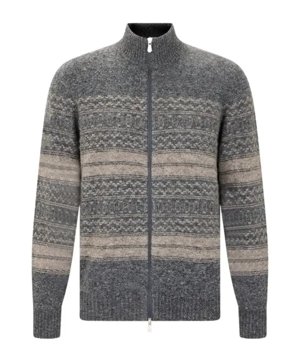 Brunello Cucinelli High-neck Long-sleeved Knitwear With Patterned Detail