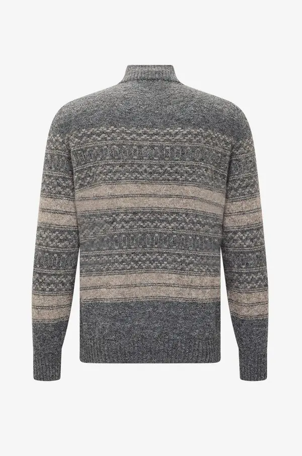 Brunello Cucinelli High-neck Long-sleeved Knitwear With Patterned Detail