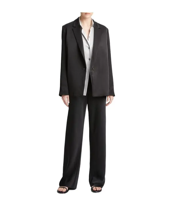 Vince Single-breasted Satin Blazer - Black