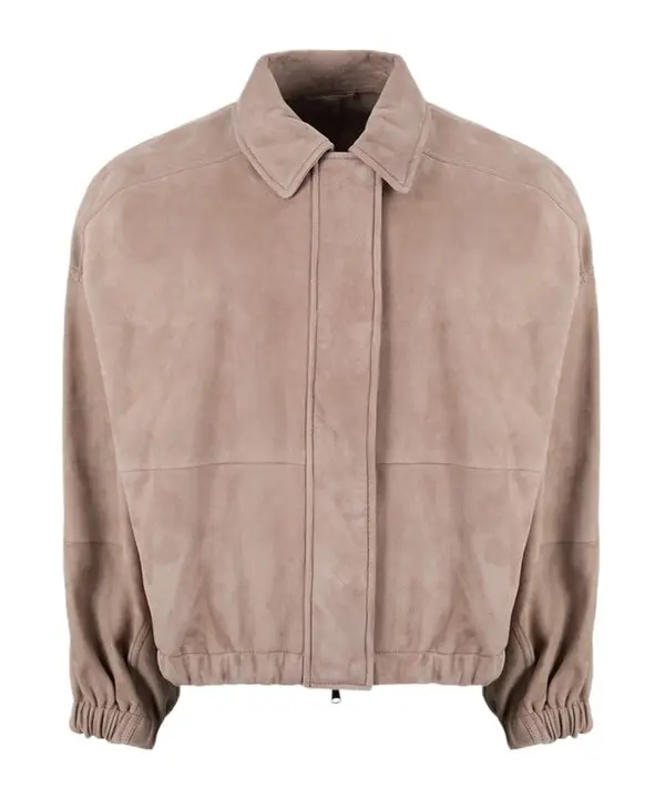 Brunello Cucinelli Collared Long-sleeved Leather Jacket