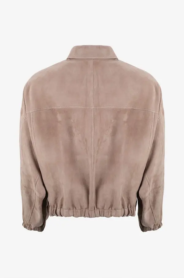 Brunello Cucinelli Collared Long-sleeved Leather Jacket