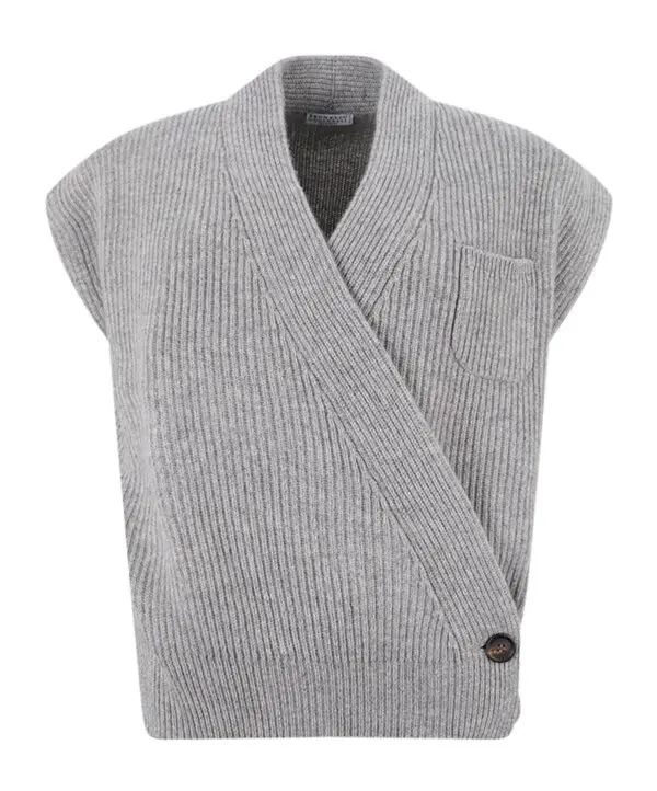 Brunello Cucinelli Short-sleeved Knit Top - Gray