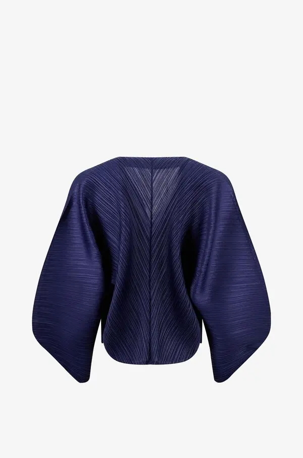 Issey Miyake Crêpe-gauze Pleated Cardigan - Blue
