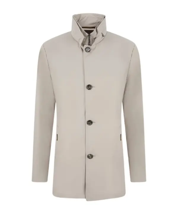 MOORER Mid-length Silk-blend Coat With A Stand Collar