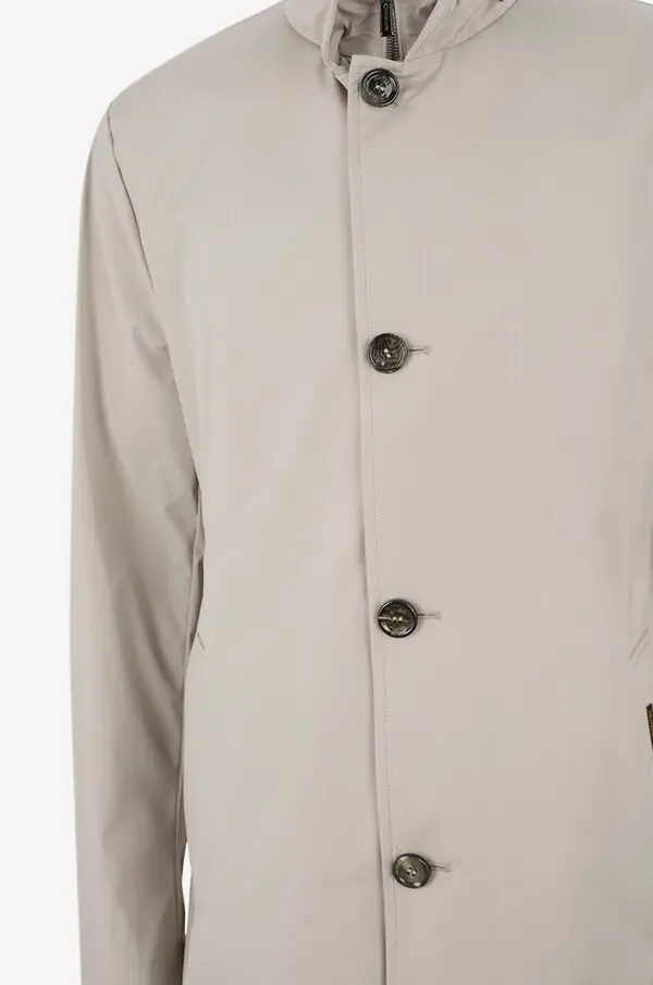 MOORER Mid-length Silk-blend Coat With A Stand Collar