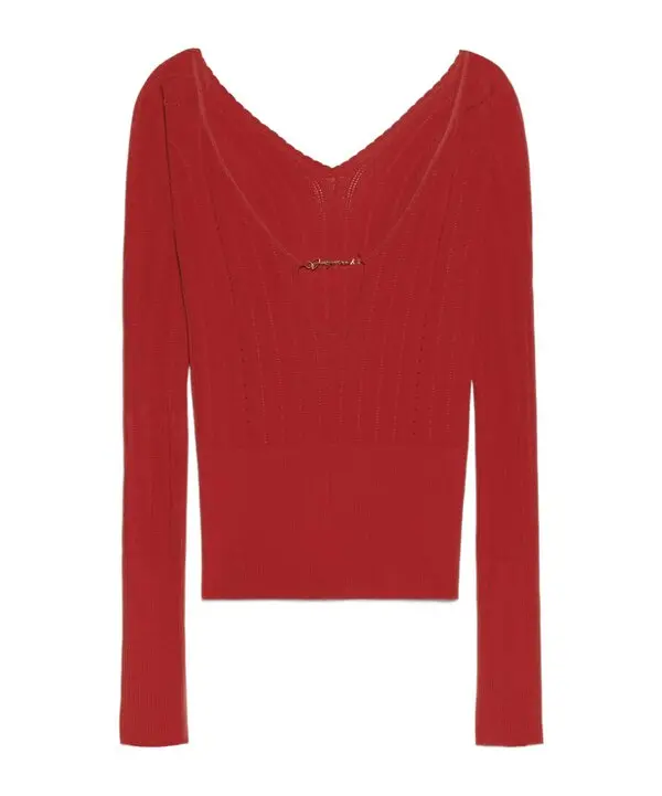 Jacquemus Pralu Ribbed Long-sleeve Top - Red