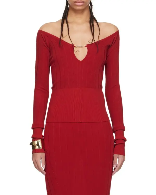 Jacquemus Pralu Ribbed Long-sleeve Top
