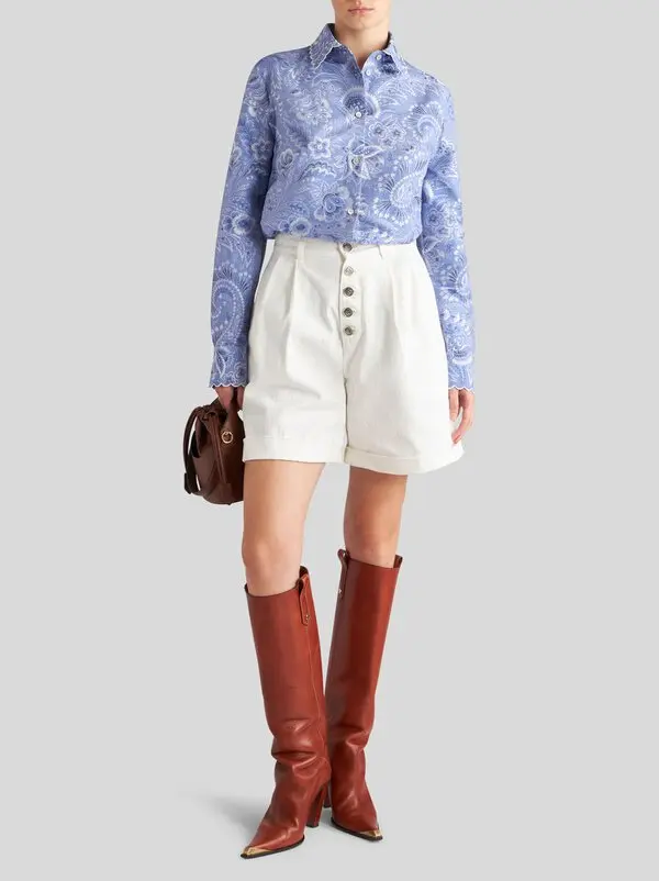 Etro Chevron High-waist Bermuda Shorts