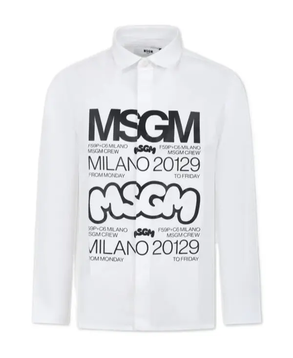 MSGM Logo-print Poplin Shirt
