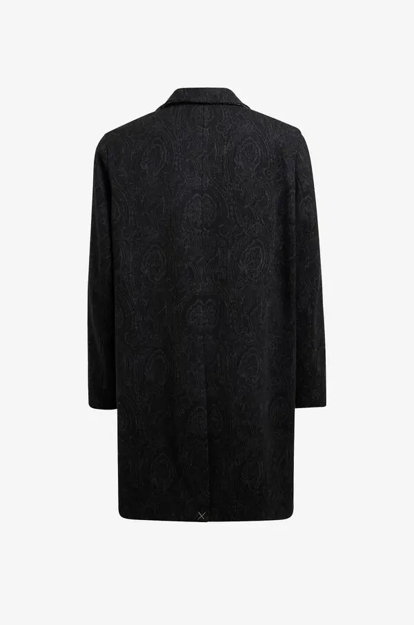 Etro Wool And Cashmere Jacquard Coat With Arnica Motif