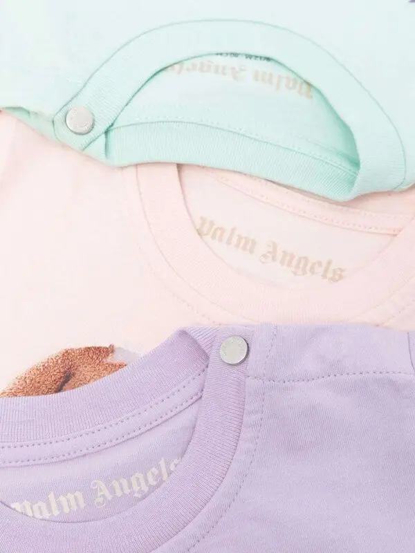 Palm Angels Set Of Three Logo Print Cotton T-shirts