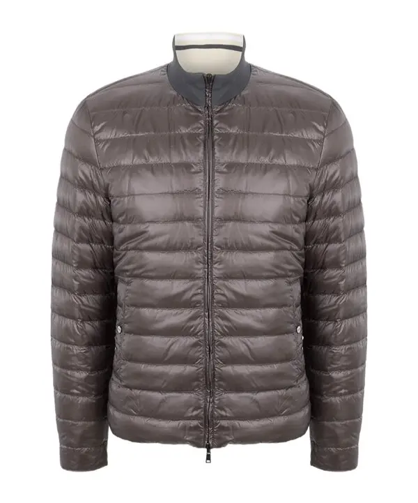 Herno Quilted Cotton Zip-up Jacket With Stand Collar