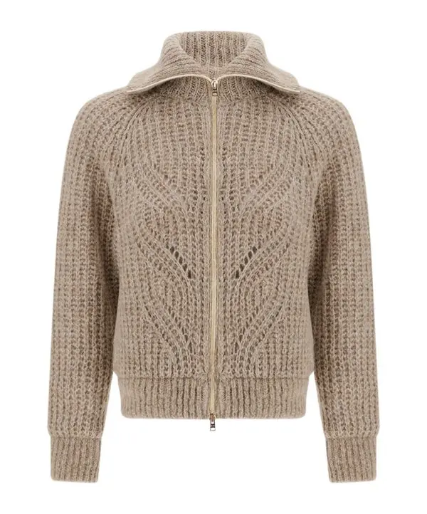 Herno Cable-knit Zip-up Cardigan - Nude