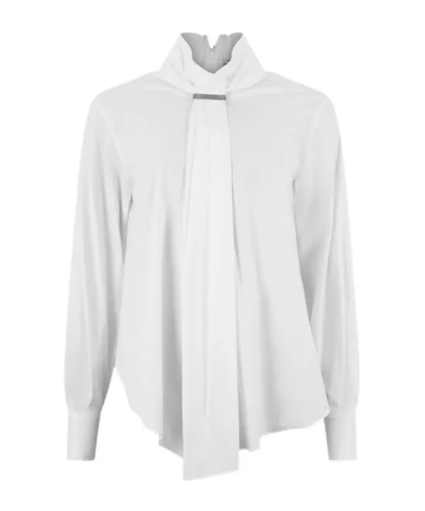 Brunello Cucinelli Long-sleeved Top With Tie Design And Pleated Details - No