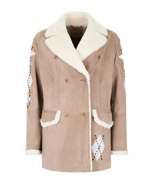 Ermanno Scervino Shearling Coat With Embroidered Details