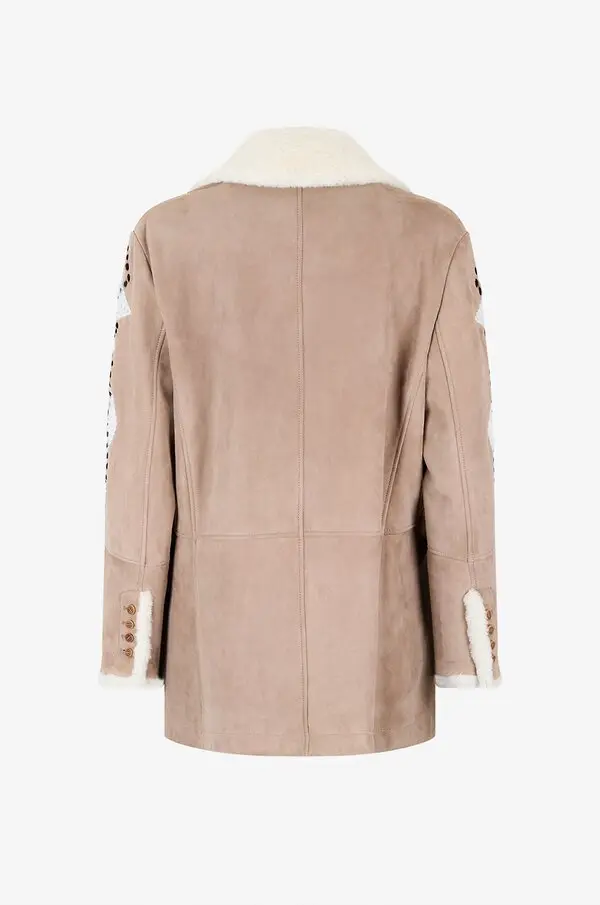 Ermanno Scervino Shearling Coat With Embroidered Details