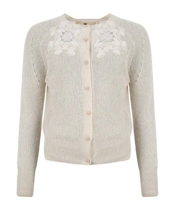 Ermanno Scervino Openwork Embroidered Cashmere Knit Cardigan - No