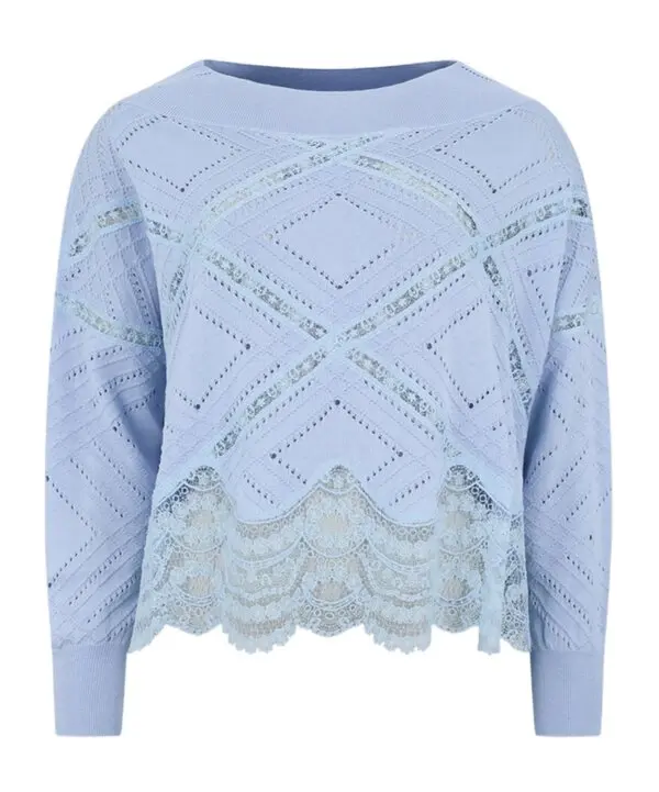 Ermanno Scervino Lace Boat Neck Knit Sweater