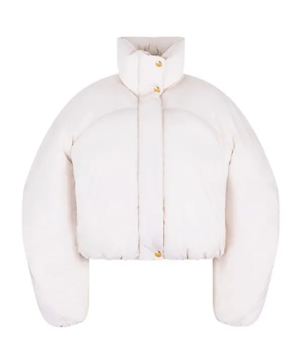 Jacquemus Stand-up Collar Cotton Coat - White
