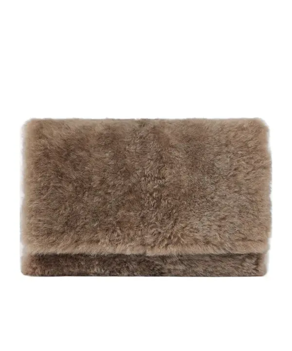 Brunello Cucinelli Shearling Cross Body Bag - Brown